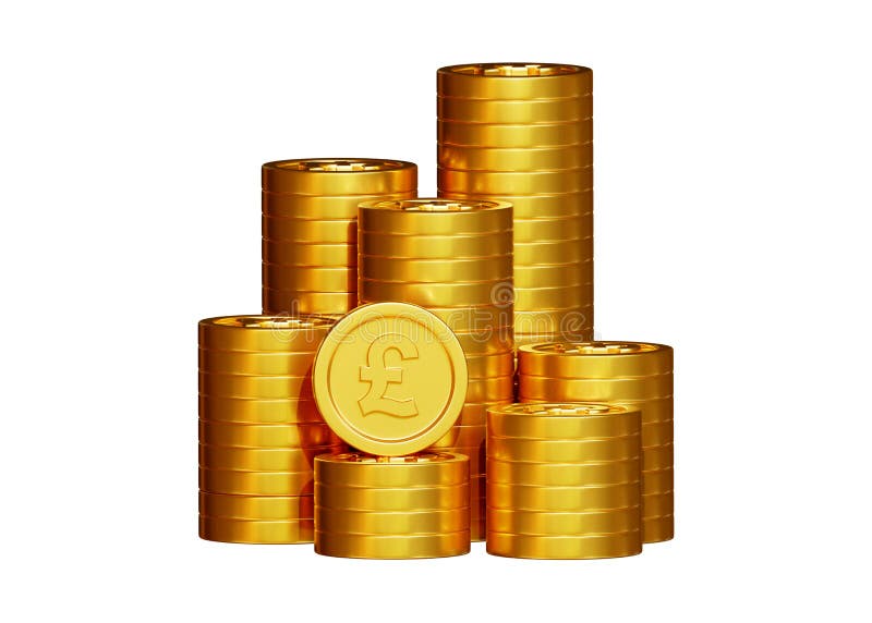 Stack of Golden Pounds Coins 3d Isolated Stock Illustration ...