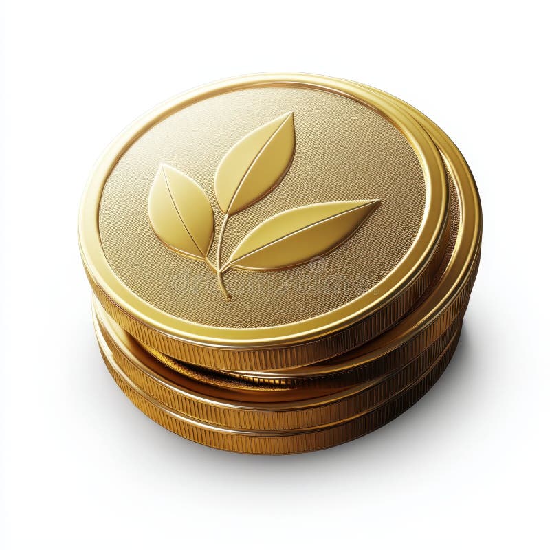 A Stack of Golden Coins Featuring a Leaf Design, Symbolizing ...