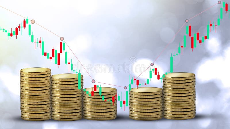 Stack of Golden Coins with Growing Financial Chart Stock Image - Image ...