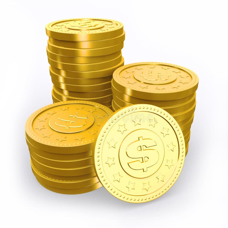 Stack of golden coins. stock illustration. Illustration of currency ...