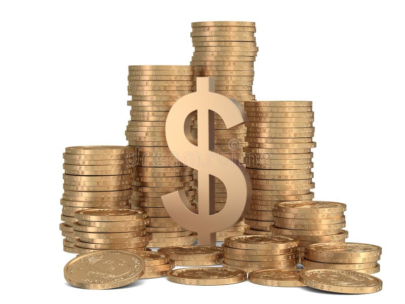 Stack of Golden Coins with Sign of Dollar Stock Illustration ...