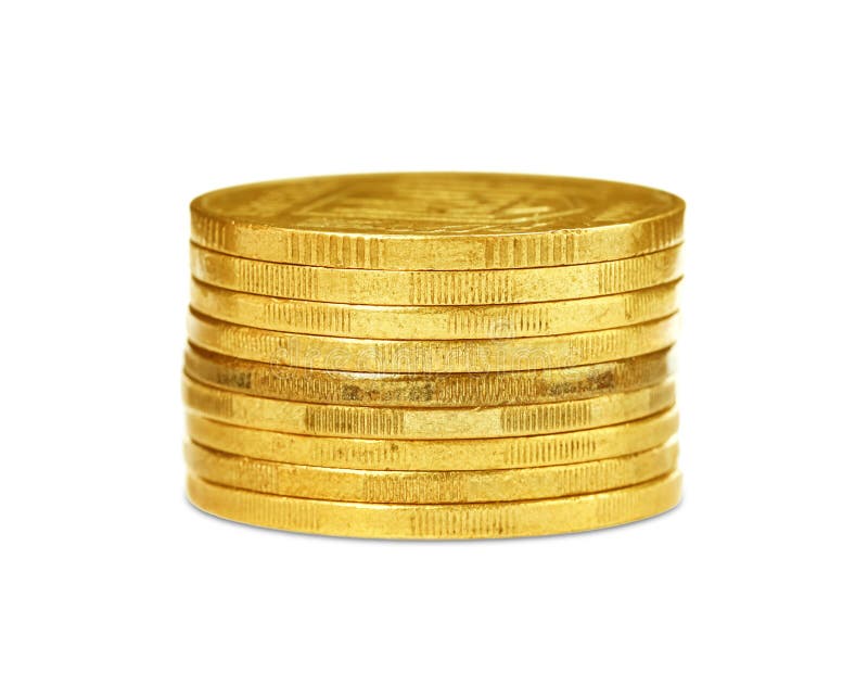 Stack of Golden Coins on White Background Stock Image - Image of bank ...
