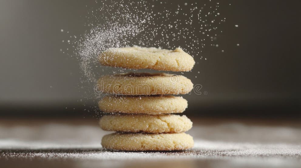 Stack of Golden Cookies with Powdered Sugar Stock Illustration ...