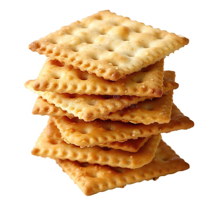 Stack of Golden Cracker Snacks Isolated on White Stock Image ...