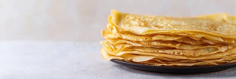A Stack of Golden Crepes Rests on a Plate, Showcasing Their Inviting ...