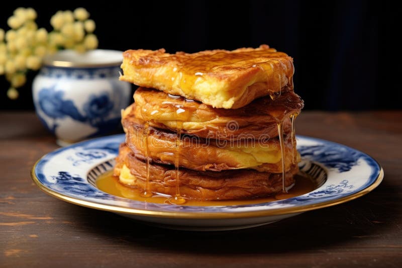Stack of Golden French Toast on Plate Stock Photo - Image of plate ...