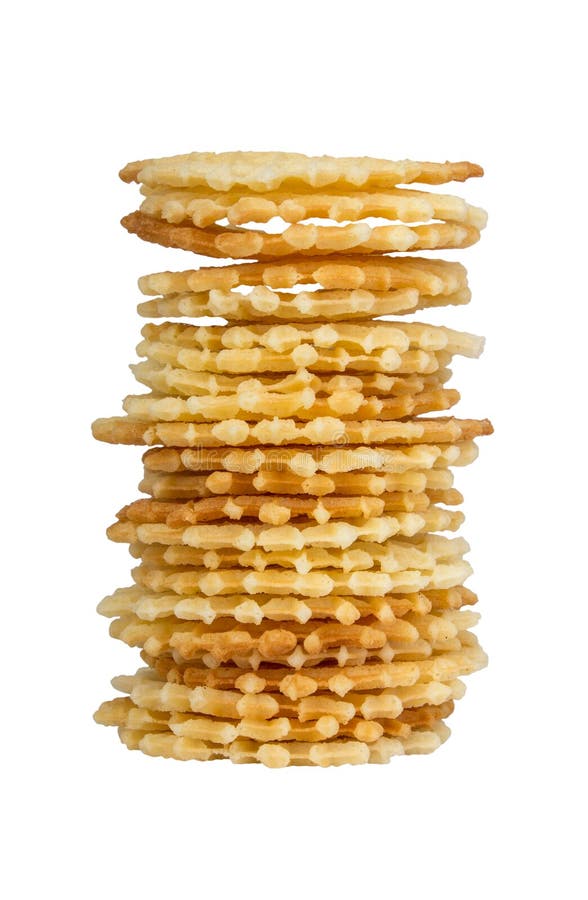 A Stack of Golden Round Waffles Isolated. Stock Image - Image of stack ...
