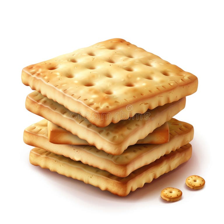 Delicious Crispy Square Crackers Stacked High Stock Illustration ...