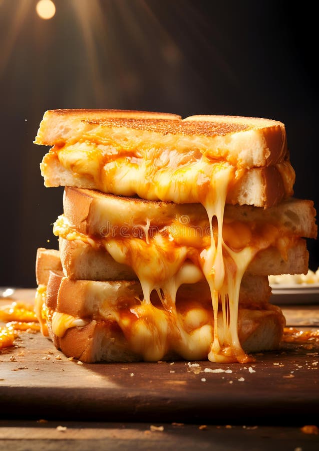 Stack of Gooey Grilled Cheese Sandwiches Stock Illustration ...