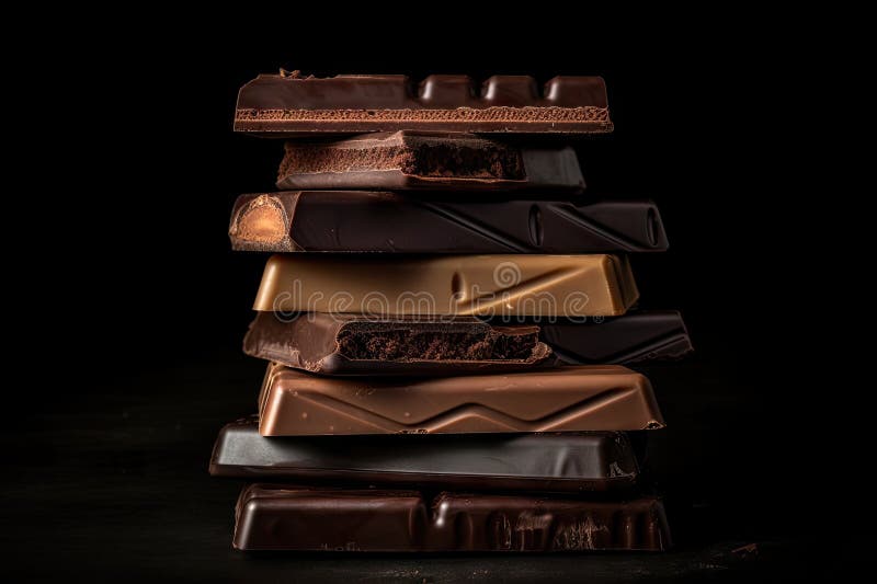 Stack of Gourmet Chocolate Bars on Black Background Stock Illustration ...