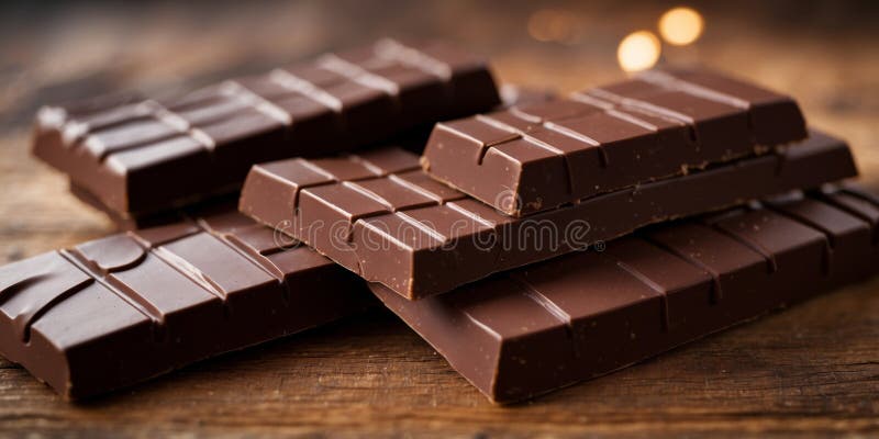 Stack of Gourmet Dark Chocolate Bars on a Rustic Table. Stock ...