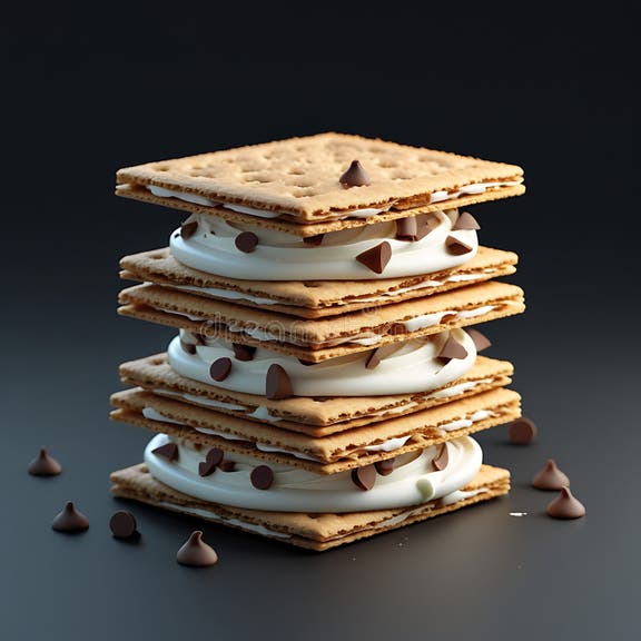 Stacked Graham Cracker Sandwiches with White Cream Filling and ...