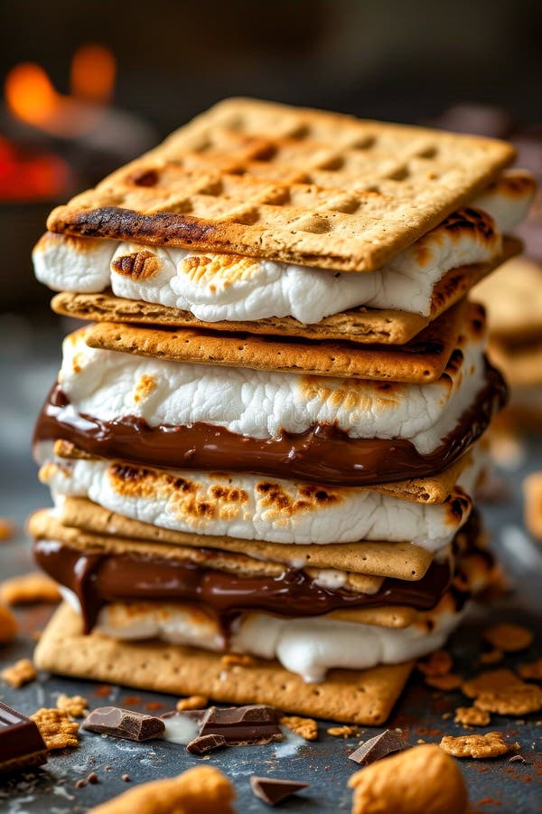 Stack of Graham Crackers with Chocolate between Each Layer. Generative ...