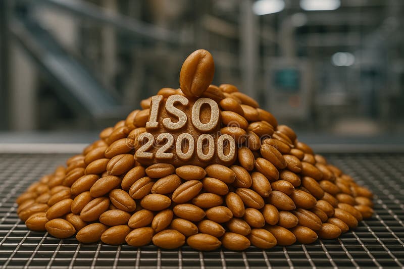 Stack of Grains Forming ISO 22000 Letters Symbolizing Food Safety ...