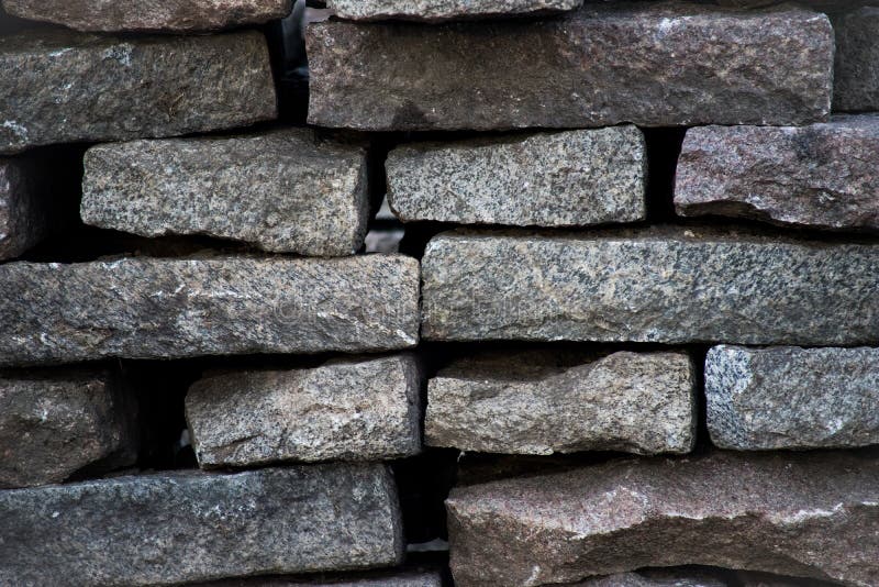 Stacked and Mortared Grey Stone and Flat Rock Wall Stock Image - Image ...