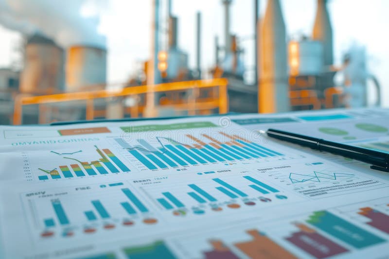 A Stack of Graphs and Charts Sit on a Table with a Pen Stock Image ...