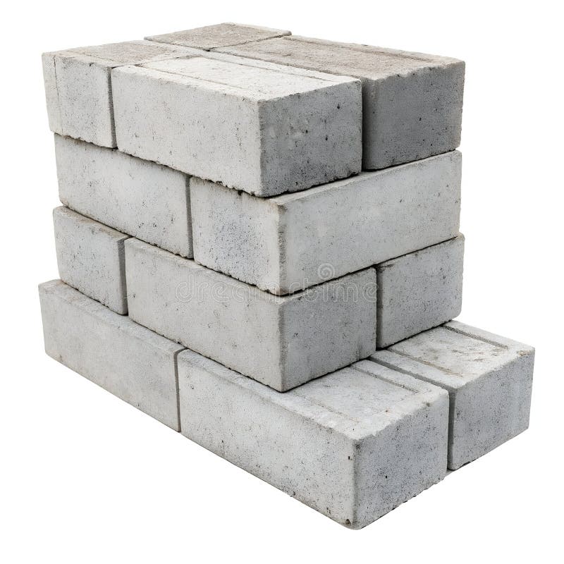 Stack of Gray Cement Bricks Isolated on White Background Stock ...