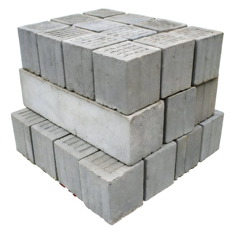 Stack of Gray Cement Bricks on White Background Stock Illustration ...