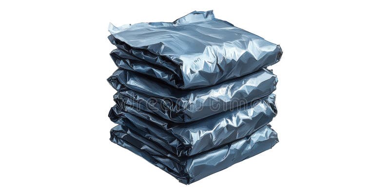 Stack of Gray Plastic Bags Isolated on Transparent Background Stock ...