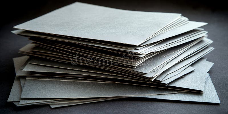 Stack of Gray Sandpaper Sheets Abrasive Papers for Sanding Close Up ...