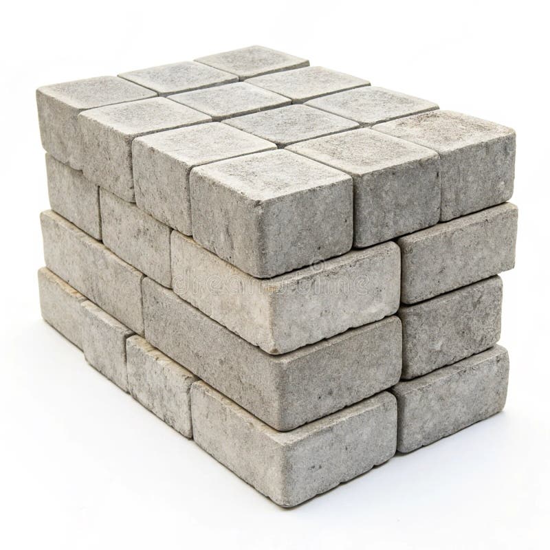 Stack of Gray Stone Bricks Isolated on White Background Stock ...