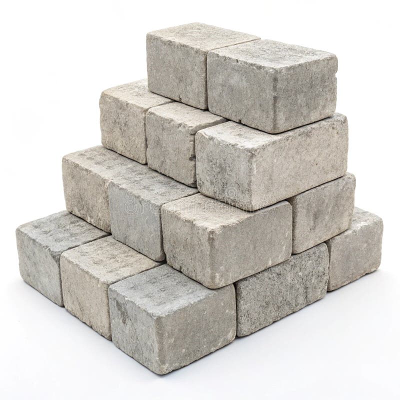 Stack of Gray Stone Bricks Isolated on White Background Stock ...