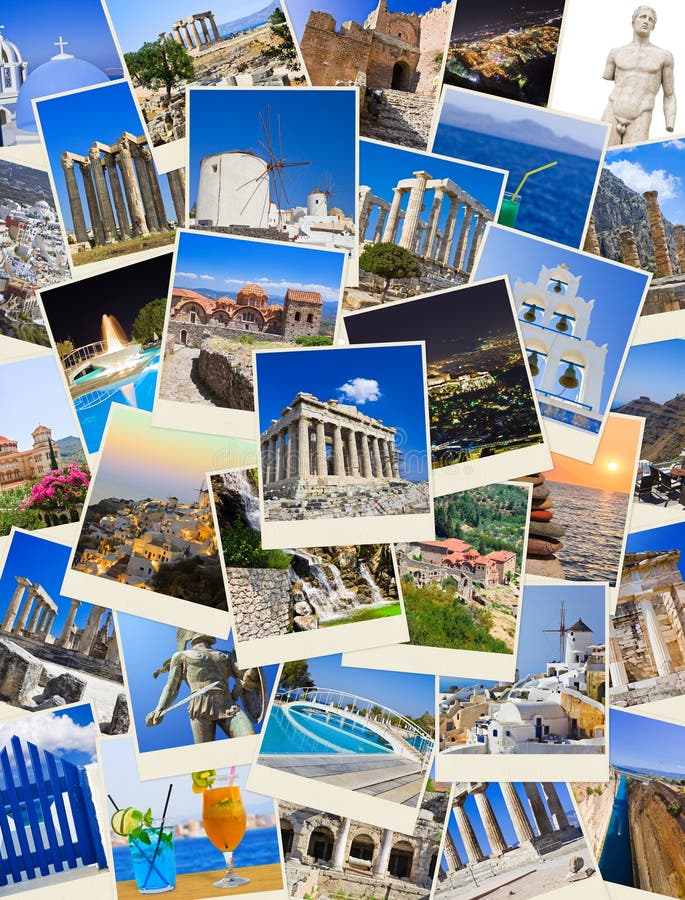 Collage of Greece Travel Images Stock Image - Image of nature ...