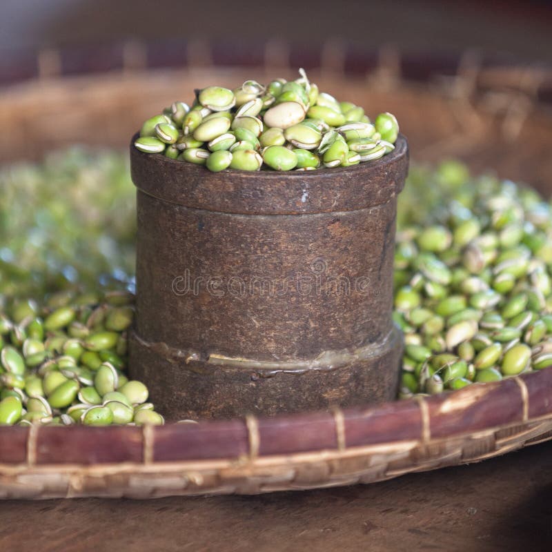 Stack of Green Beans on a Market Stall Stock Photo - Image of farmer ...