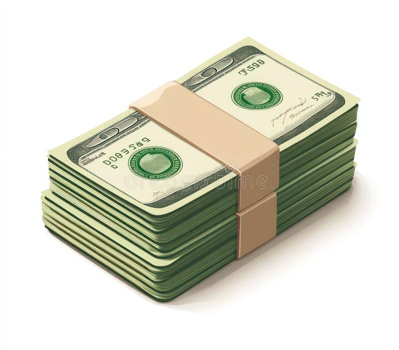 A Stack of Green Bills with a White Tag Stock Illustration ...
