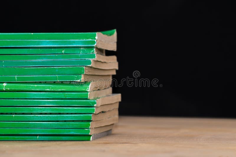 A Stack of Green Books Lies on the Table. Library, Education. Empty ...