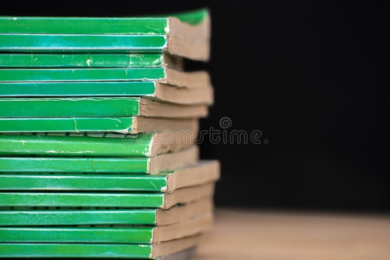 A Stack of Green Books Lies on the Table. Library, Education. Empty ...