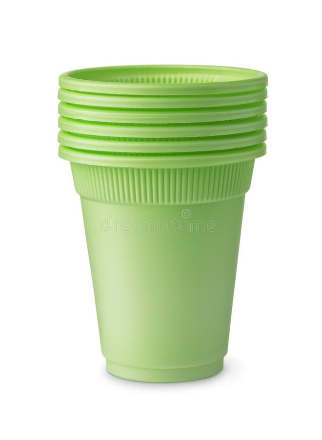 Stack of Green Disposable Biodegradable Plastic Cups Stock Image ...