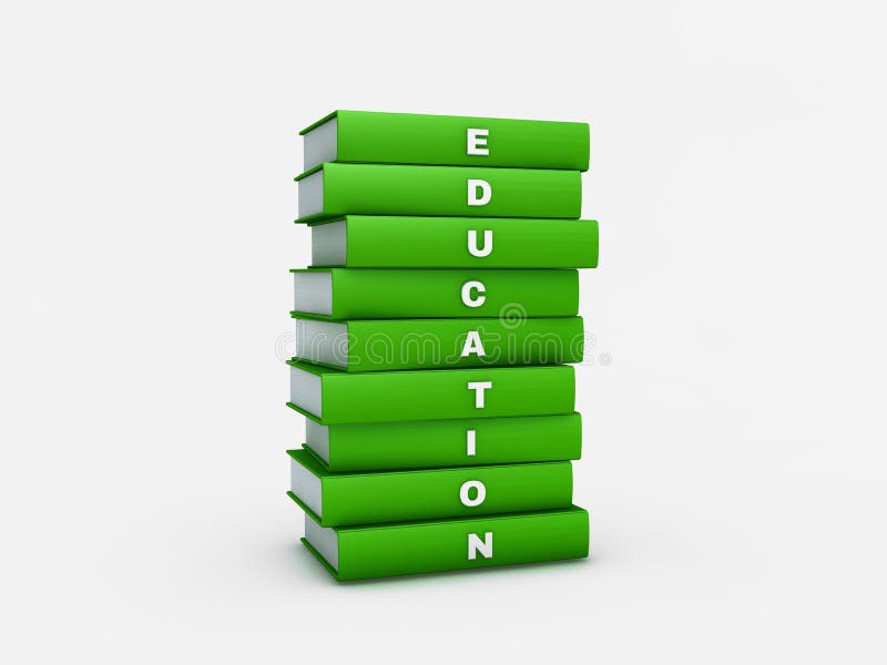Stack of Green Education Book Isolated on White with Clipping Pa Stock ...