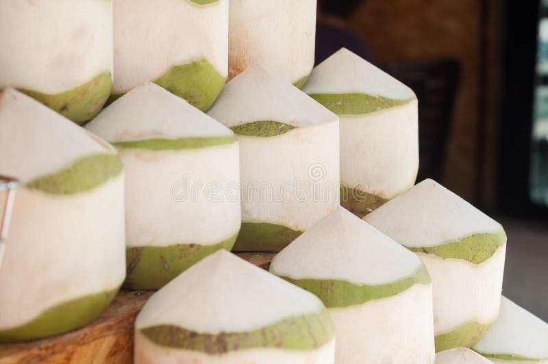 Stack of Green Fresh Coconut Stock Photo - Image of drink, diet: 64923758
