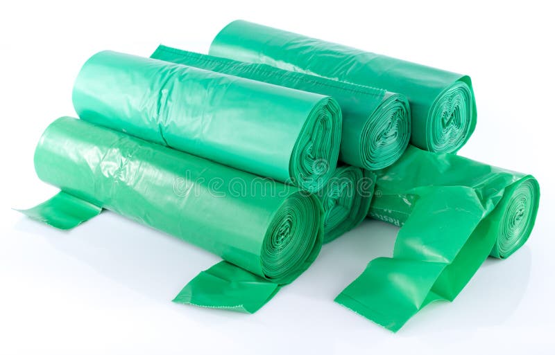 Stack of Green Garbage Bags Stock Image - Image of disposable, sack ...