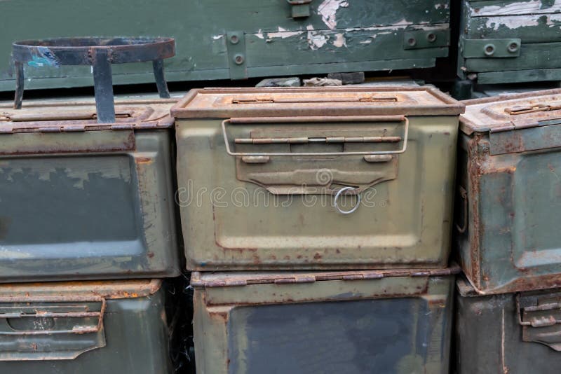 Military Green Ammunition Boxes Stock Photo - Image of ammo, force ...