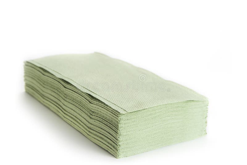 Stack of Green Paper Towel on the White. Stock Image - Image of ...