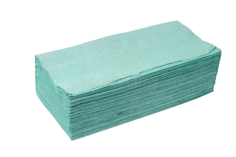 Stack of Green Paper Towels Isolated on White Background. Stock Photo ...