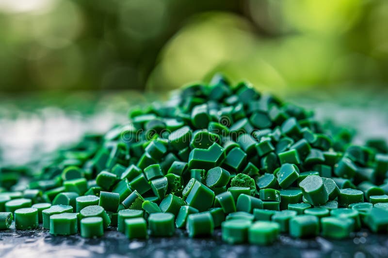 Stack of Green Recycled Plastic Pellets Showcasing Eco Sustainability ...