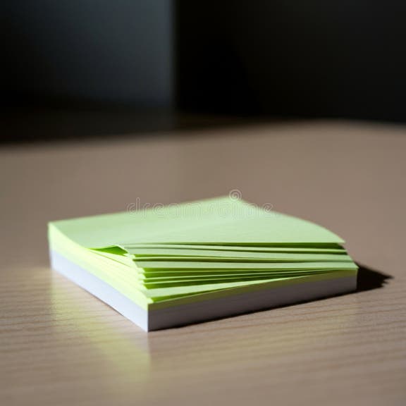 A Stack of Green Sticky Notes is Placed on a Wooden Surface. the Notes ...