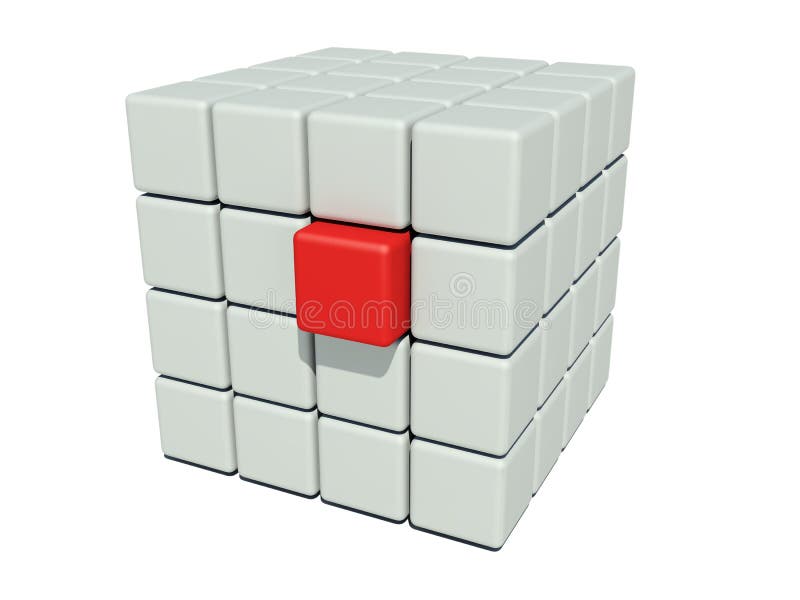 Stack of Grey Cubes and a Unique Red Stock Illustration - Illustration ...