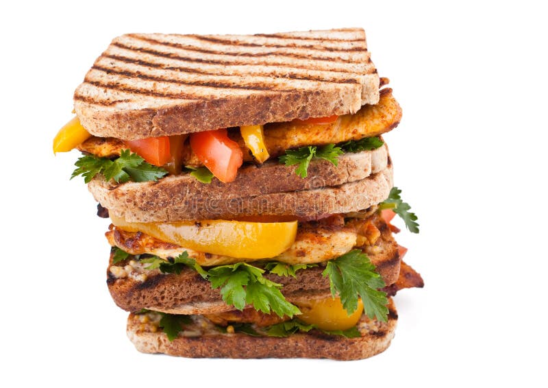 Stack of Grilled Chicken Sandwiches Stock Image - Image of herb ...