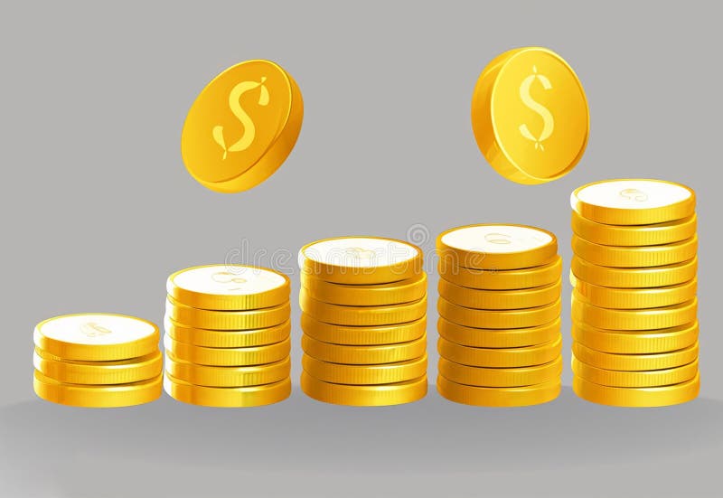 The Stack of Growing Gold Coins Editorial Image - Illustration of ...