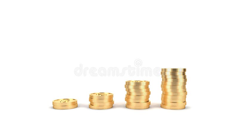 Stack of Growth Compound Golden Coins. Money Increasing Value ...