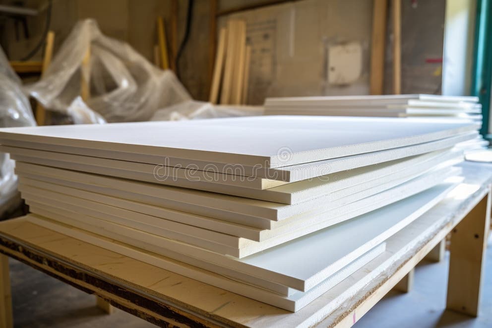 Stack of Gypsum Boards in a Home Renovation Site Stock Photo - Image of ...