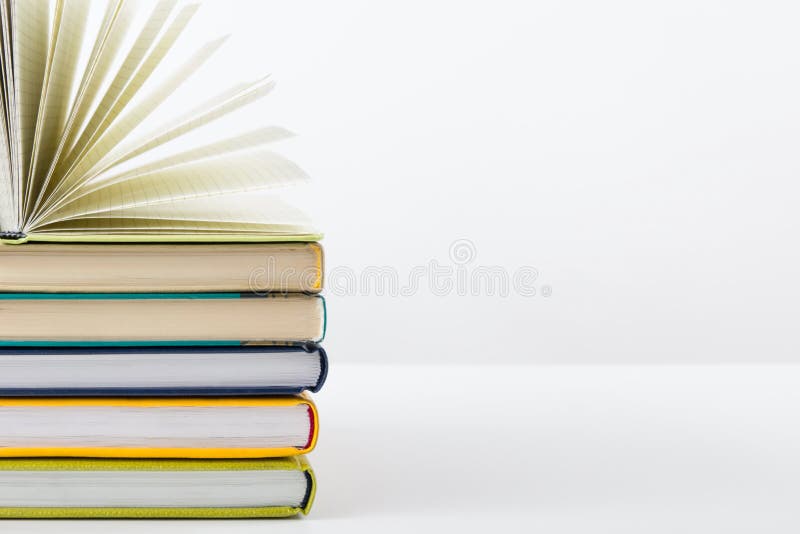 Stack of Hadrback Books on White Background. Library Education Concept ...
