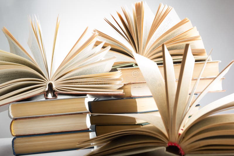 Stack of Hadrback Books on White Background. Library Education Concept ...