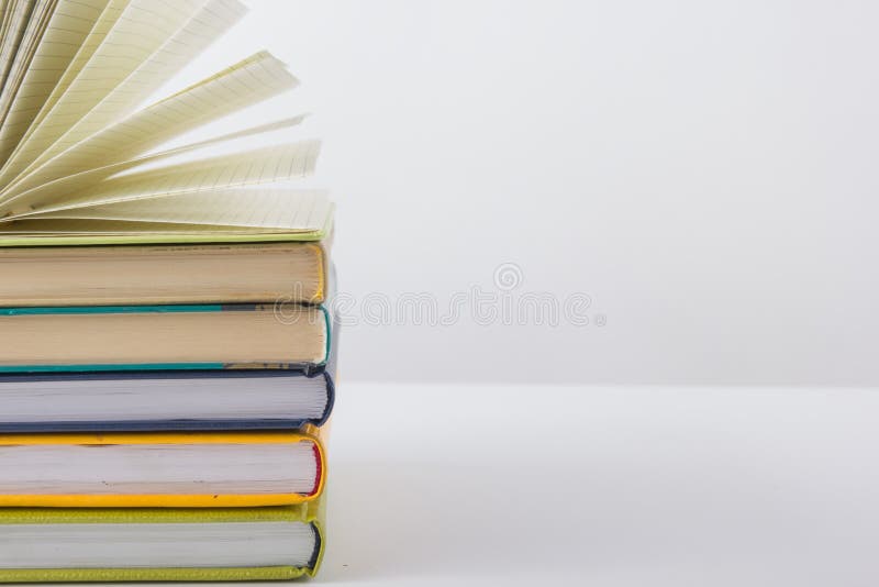 Stack of Hadrback Books on White Background. Library Education Concept ...
