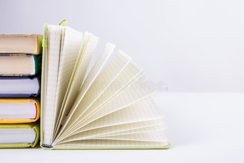 Stack of Hadrback Books on White Background. Library Education Concept ...