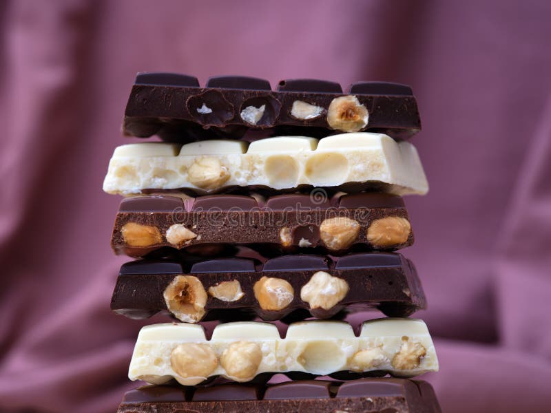 Stack of Milk Chocolate Bar, Dark Chocolate Bar and White Chocolate Bar ...